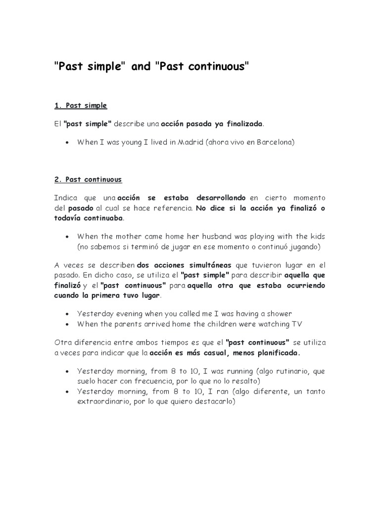 Past Simple and Past Continuous | PDF