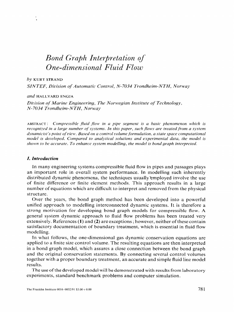 Bond Graph Interpretation of One-Dimensional Fluid Flow | PDF | Fluid ...