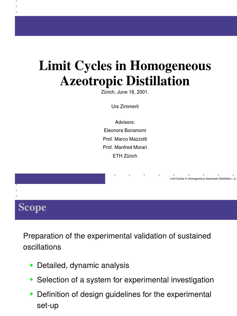 Master Thesis Ethz Presentation | PDF | Distillation | Separation Processes