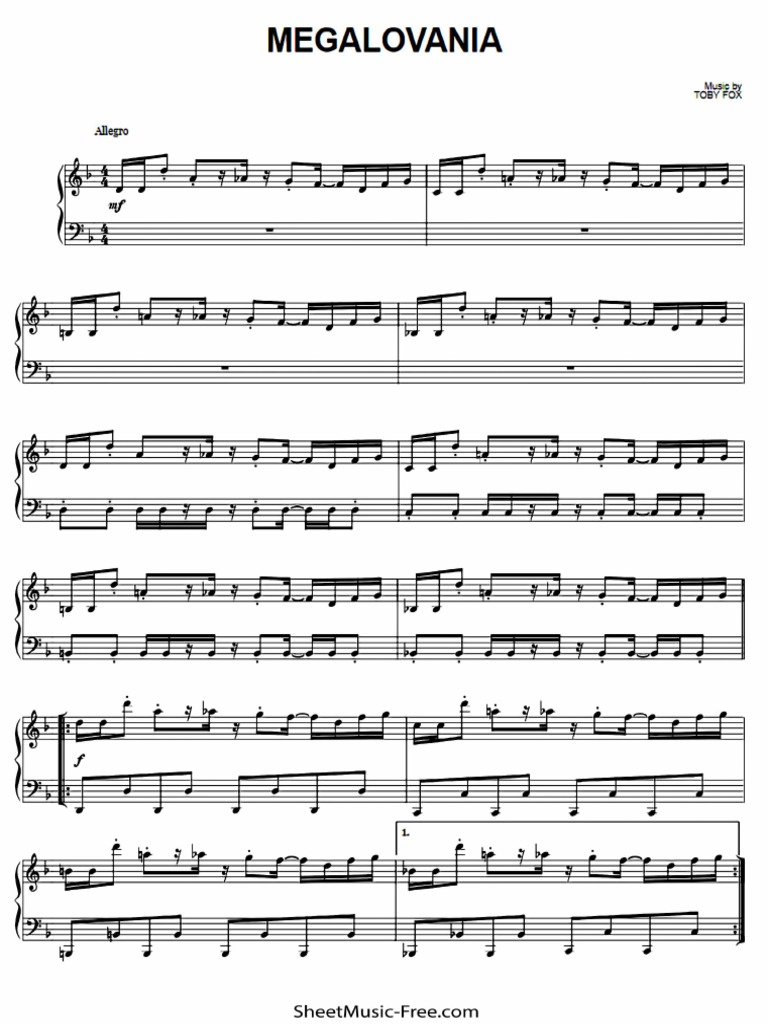 Megalovania Sheet Music Undertale