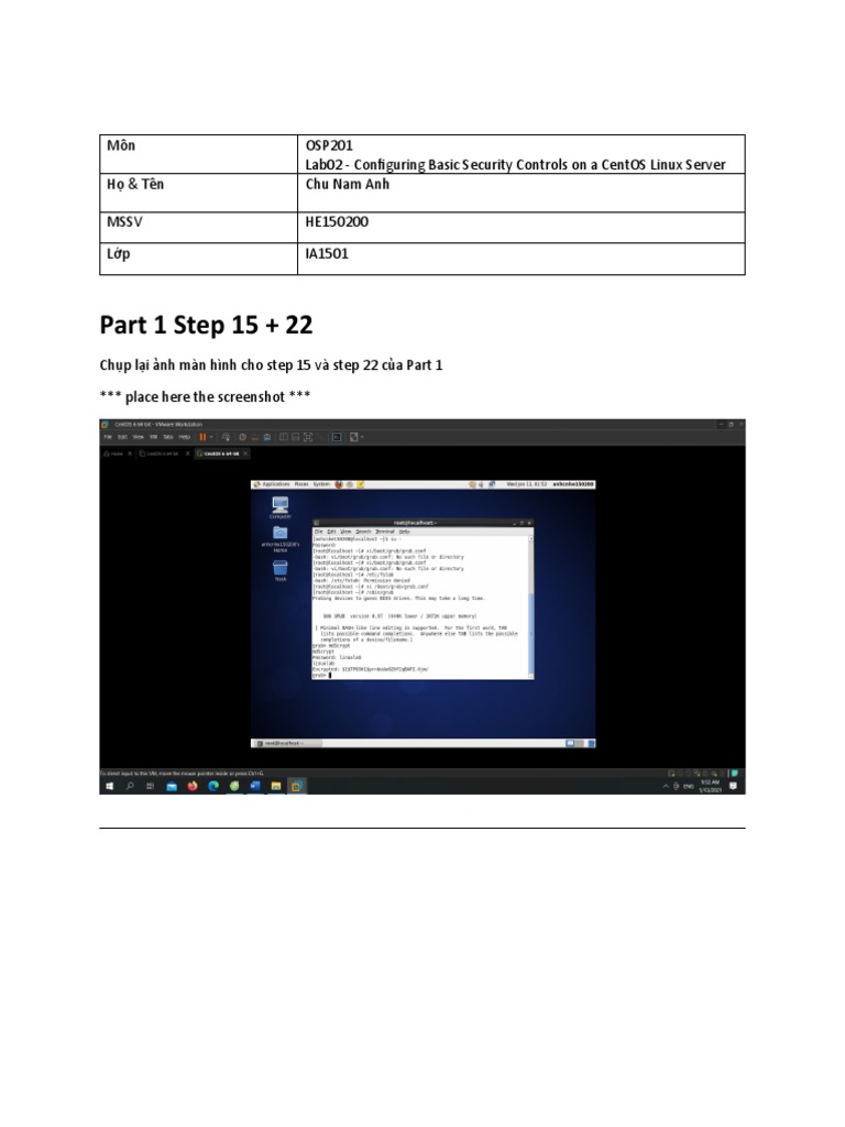 OSP201 - Lab02. - Chu NAm Anh - HE150200 - IA1501docx | PDF