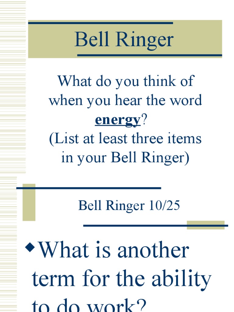Bell Ringer: What Do You Think of When You Hear The Word (List at Least ...