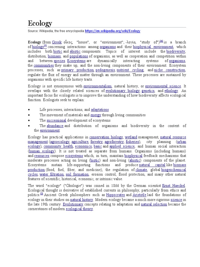 Ecology | PDF | Ecology | Ecosystem