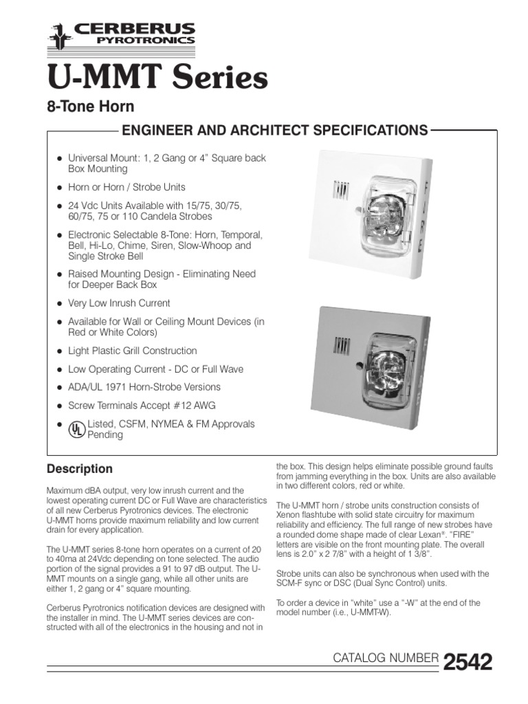 Cerberus Pyrotronics U MMT | PDF | Electrical Equipment | Components