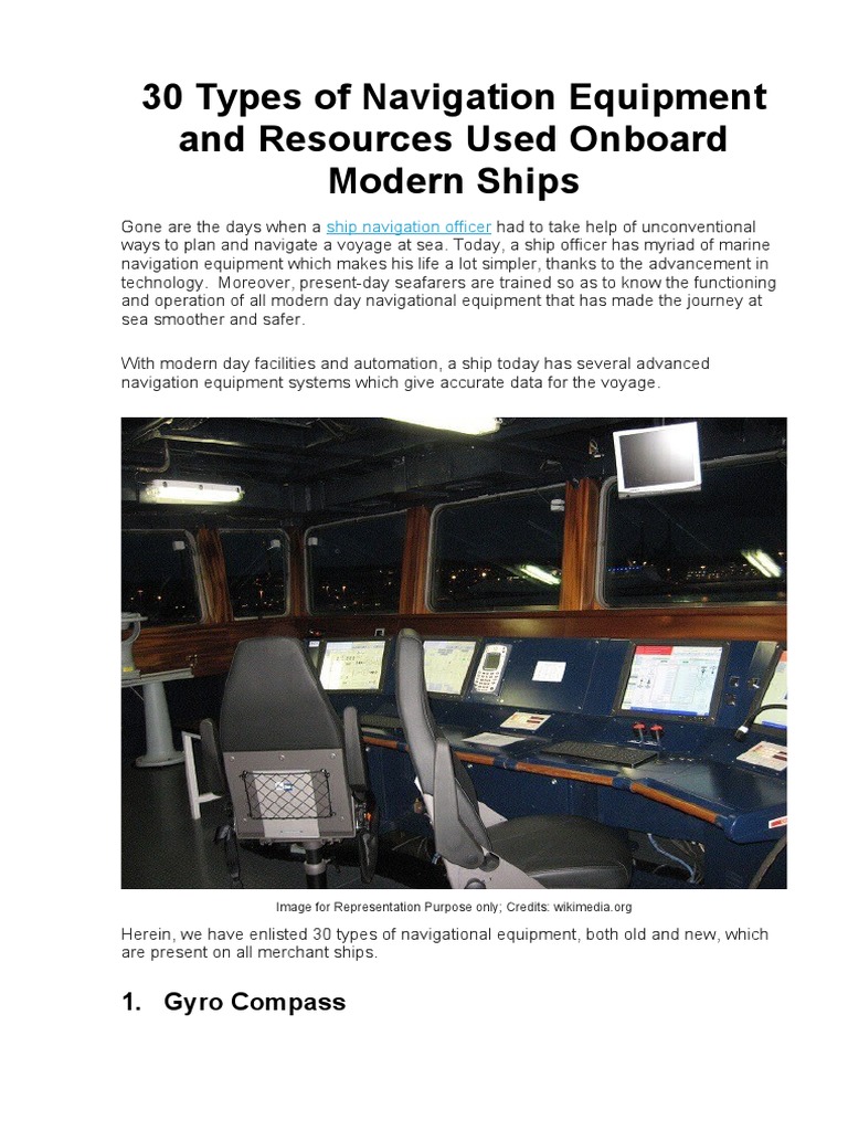 30 Types of Navigation Equipment and Resources Used Onboard Modern ...