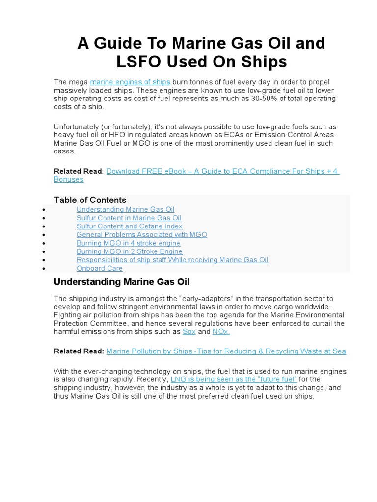 A Guide To Marine Gas Oil and LSFO Used On Ships | PDF | Fuel Oil ...