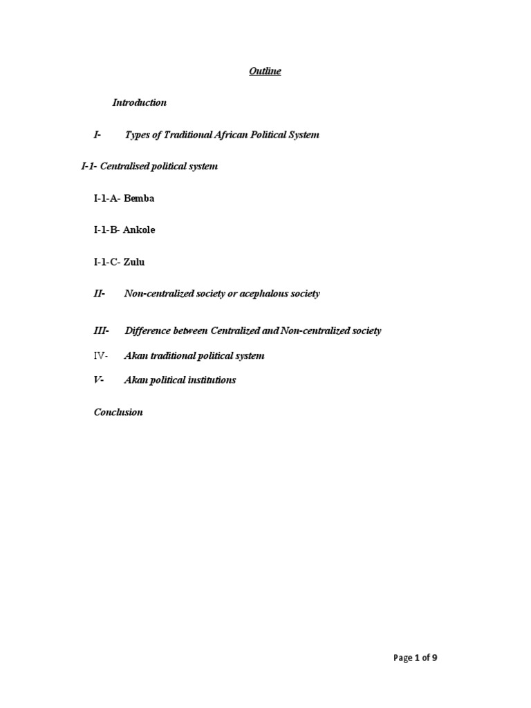 Types of Traditional African Political System | PDF