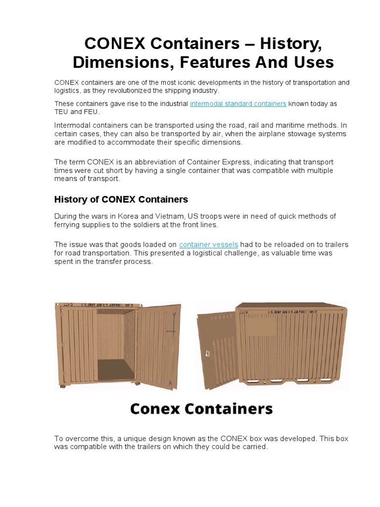 CONEX Containers - History, Dimensions, Features and Uses | PDF ...