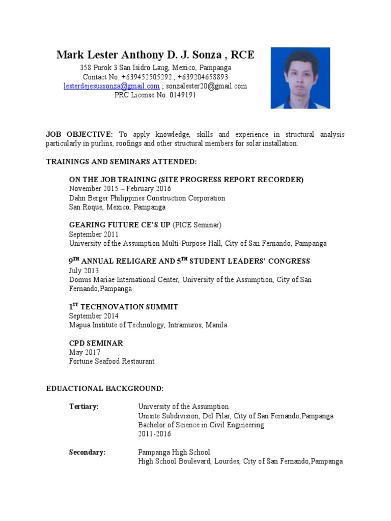 Mark Lester Anthony D. J. Sonza, RCE: TH TH | PDF