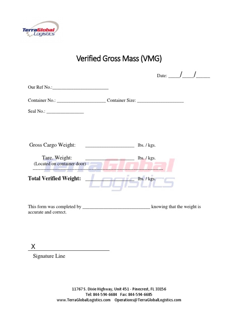 Verified Gross Mass (VMG) | PDF