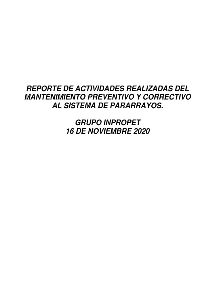 Mantenimiento de Pararrayos: Informe 2020 | PDF | Tecnología
