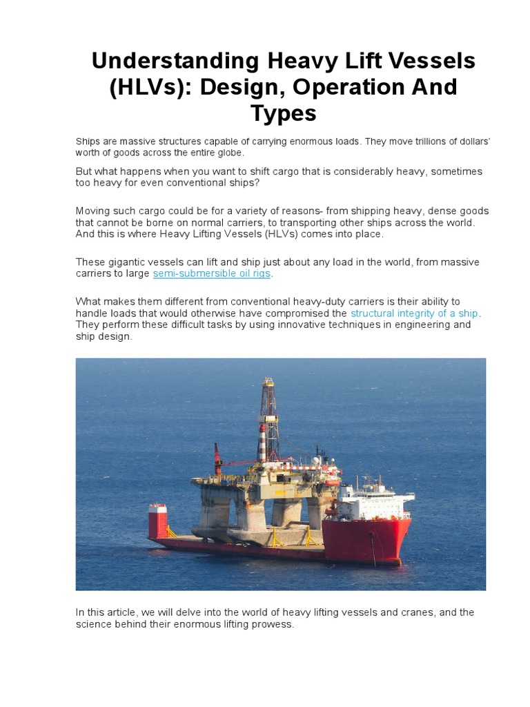 Understanding Heavy Lift Vessels (HLVS) Design, Operation and Types ...