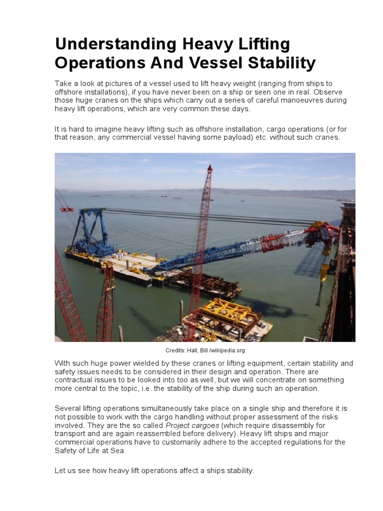 Understanding Heavy Lifting Operations and Vessel Stability | PDF ...