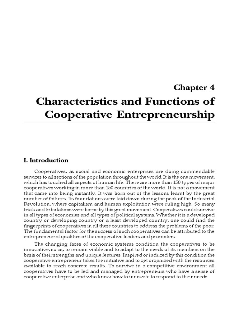 Characteristics and Functions of Cooperative Entrepreneurship | PDF ...