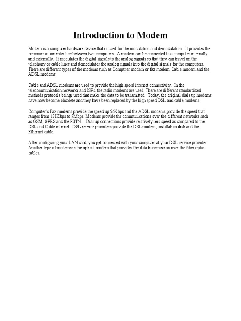 Introduction To Modem | PDF