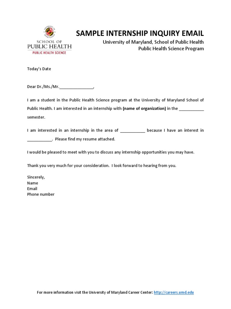 Sample Internship Inquiry Email | PDF