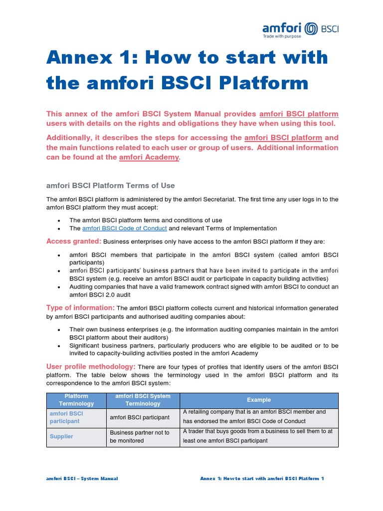 Annex 1 How To Start With BSCI Platform | PDF | Audit | Auditor's Report