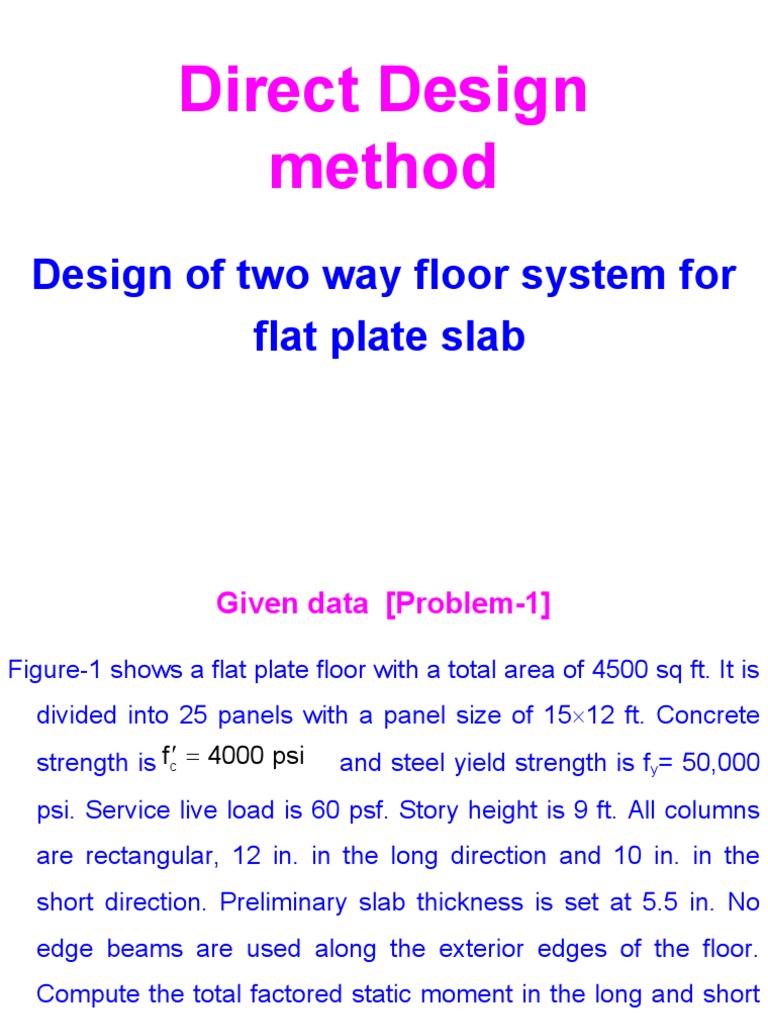 Two-Way Flat Plate Design Method | PDF | Bending | Column