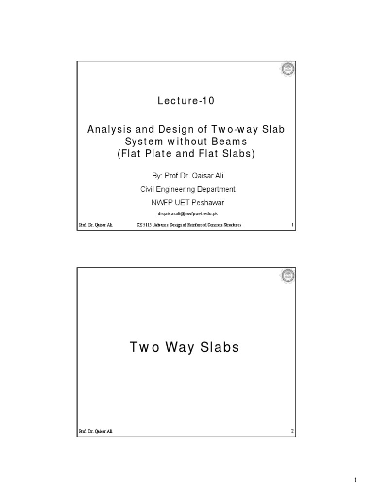 Lecture-10 Analysis and Design of Flate Plates and Flat Slabs | PDF ...
