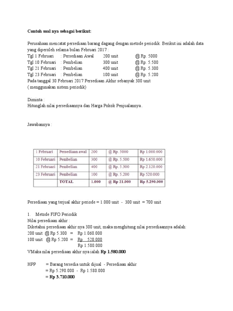 Contoh Soal Perhitungan Fifo | PDF | Metode & Bahan Ajar