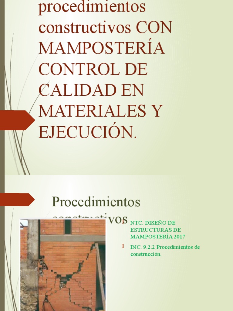 Procedimientos Constructivos Con Mampostería | PDF | Fundación ...