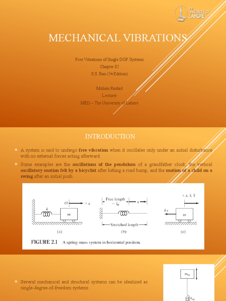 Mechanical Vibrations: Free Vibrations of Single DOF Systems S.S. Rao (5 Edition) | PDF ...