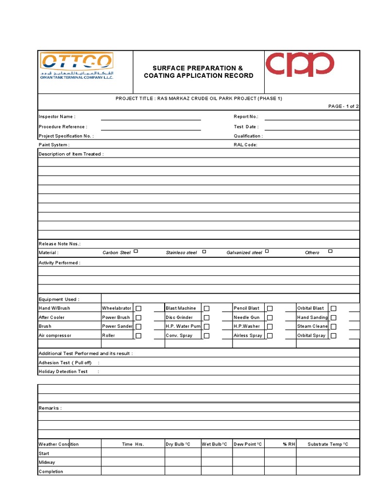 2 Surface Preparation and Coating Inspection Record - 9686-QAQC-FRM ...