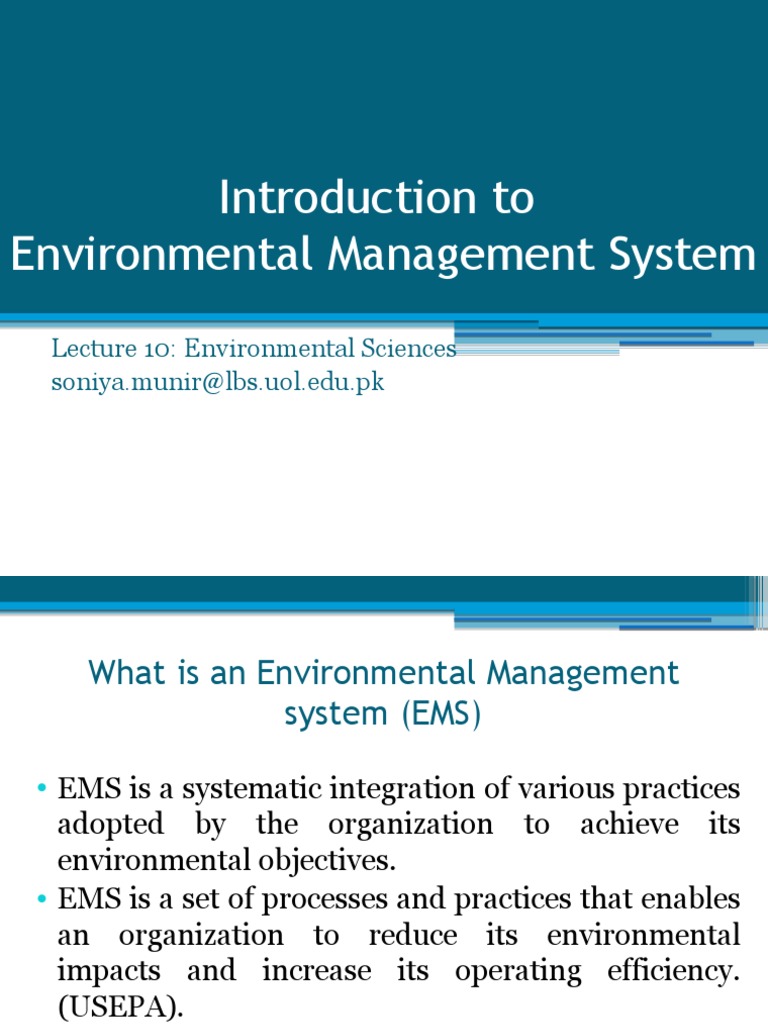 Lecture 9 - Introduction To Environmental Management System | PDF ...