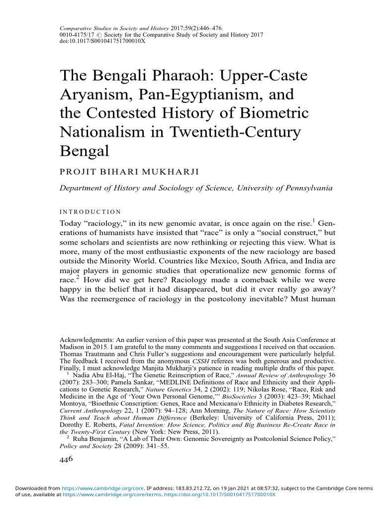 The Bengali Pharaoh: Upper-Caste Aryanism, Pan-Egyptianism, and The ...