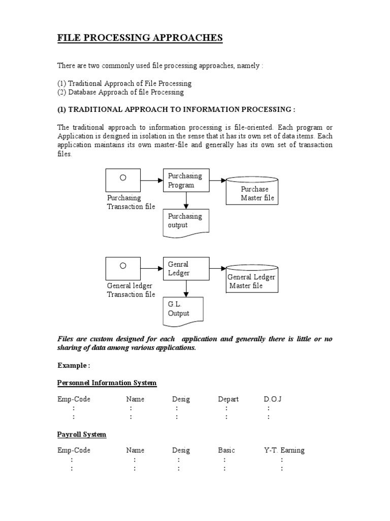 File Processing Approaches: (1) Traditional Approach To Information ...