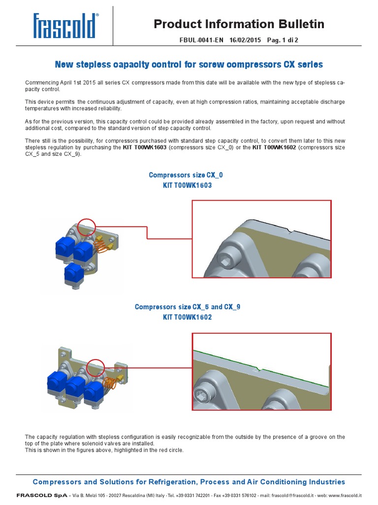 Product Information Bulletin: New Stepless Capacity Control For Screw ...
