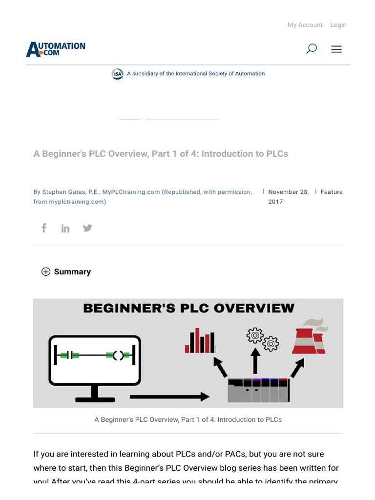 A Beginner's PLC Overview, Part 1 of 4 - Introduction To PLCs PDF | PDF ...