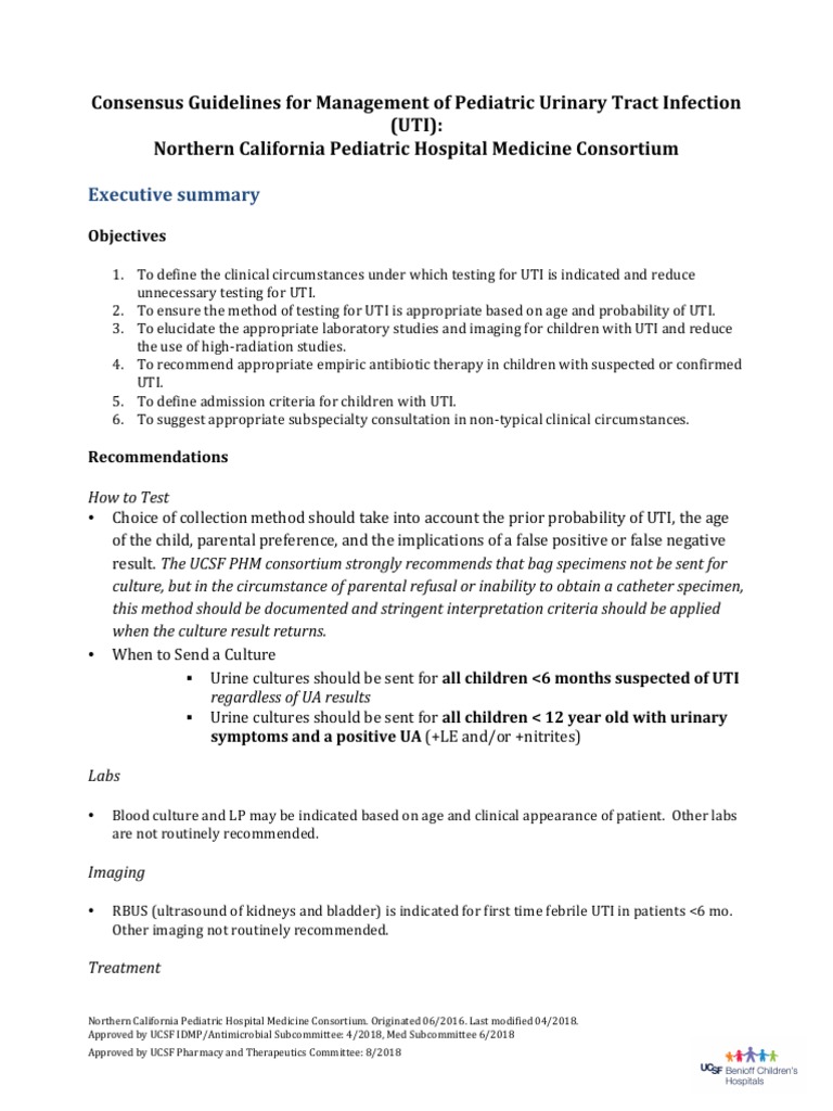 Pediatric UTI Management Guidelines | PDF | Urinary Tract Infection ...