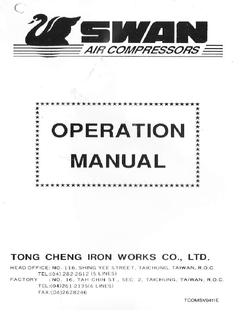 Swan Air Compressor 2HP SVP-202 111439340001 | PDF