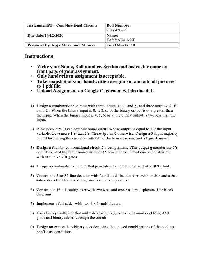 Assignment Chapter 4 DLD | PDF