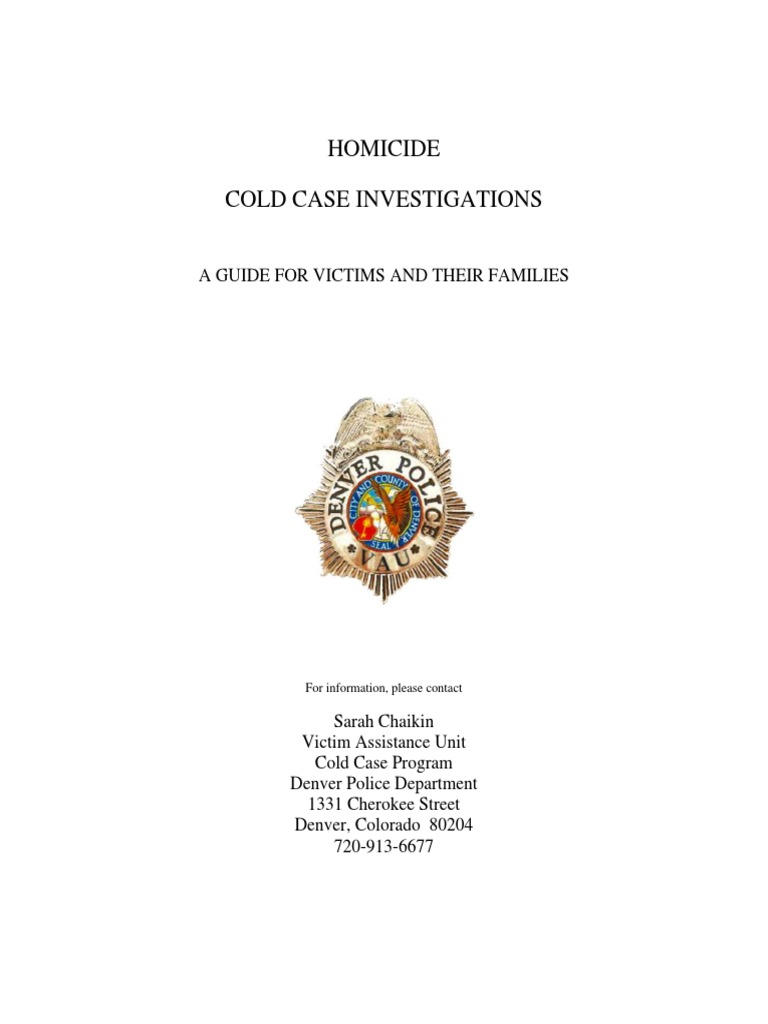 Homicide Cold Case Investigations: A Guide For Victims and Their ...