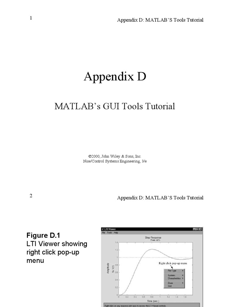 Appendix D: MATLAB's GUI Tools Tutorial | PDF | Systems Theory | Analysis