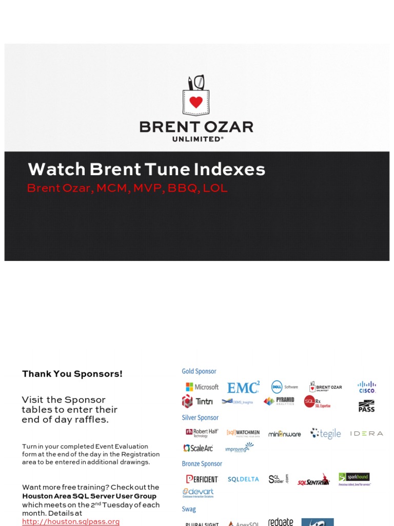 Brent Ozar Watch Brent Tune Indexes Pdf Database Index Microsoft Sql Server