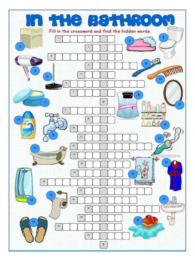 Bathroom Crossword Puzzle PDF | PDF | Puzzles | Word Puzzles