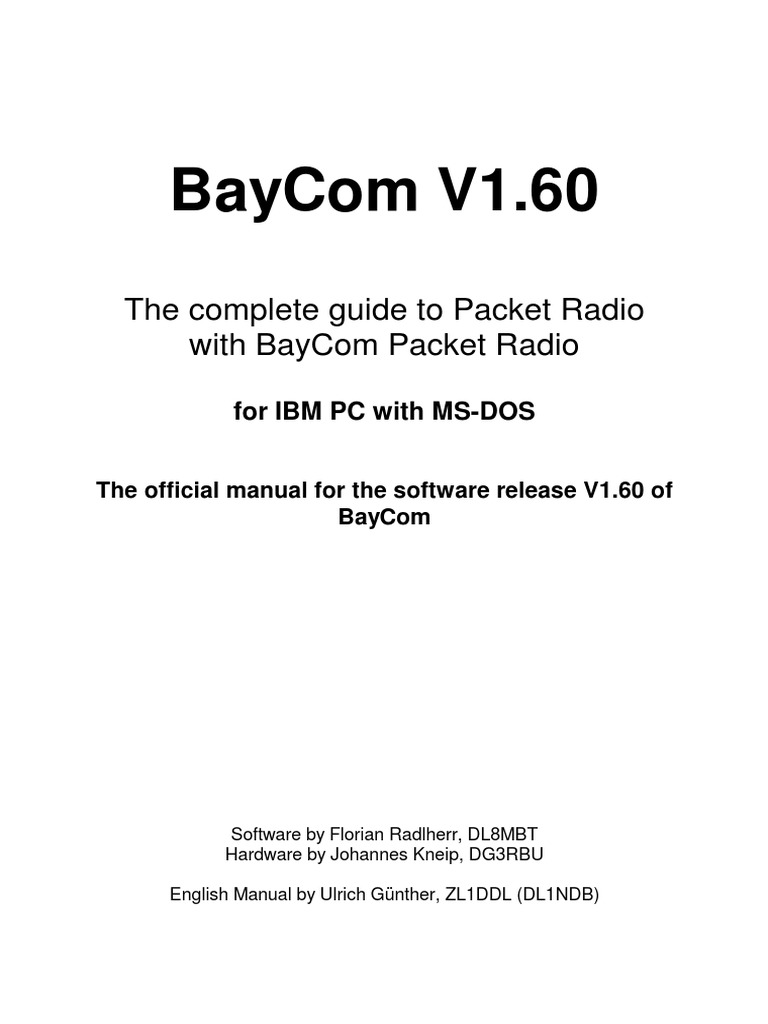 Baycom V1.60: The Complete Guide To Packet Radio With Baycom Packet Radio | PDF | Transmission ...
