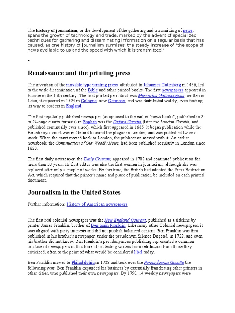 history Journalism | Muckraker | Newspapers