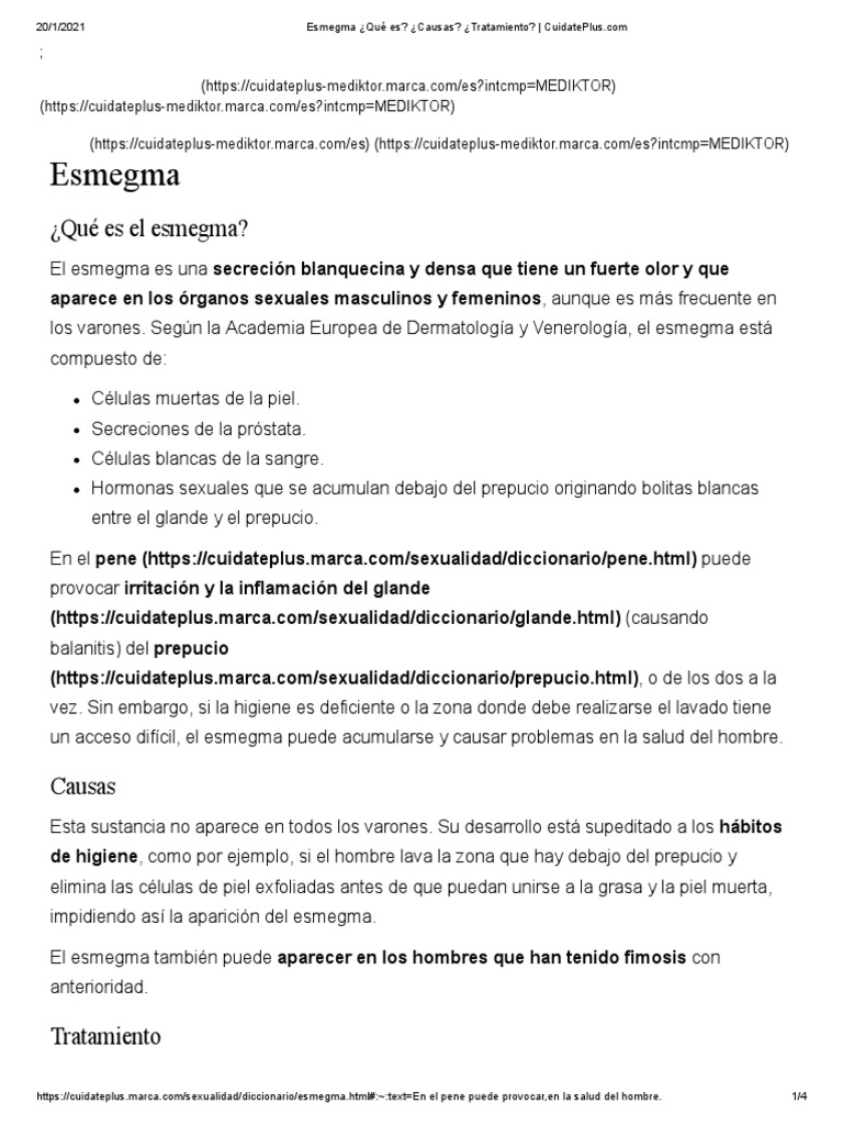 Esmegma: Causas y Tratamientos | PDF