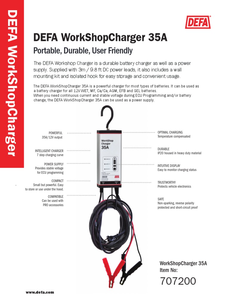 Defa Workshopcharger 35A: Portable, Durable, User Friendly | PDF ...