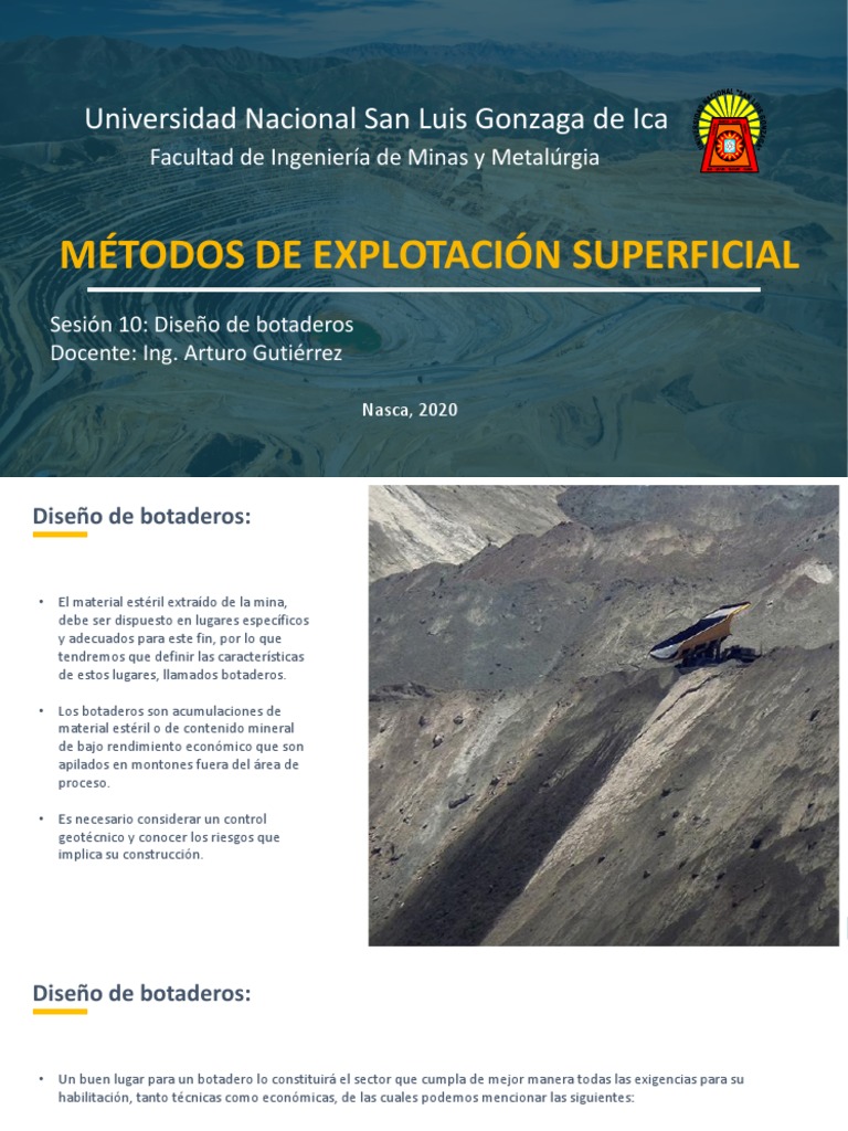 Diseño y tipos de botaderos mineros | PDF | Volumen | Minería