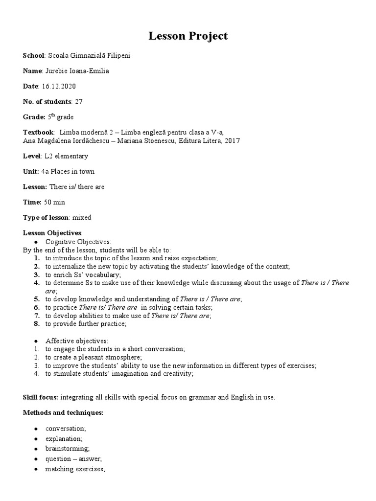 Lesson Plan - There Is or There Are (Mixed) | PDF | Vocabulary | Teachers