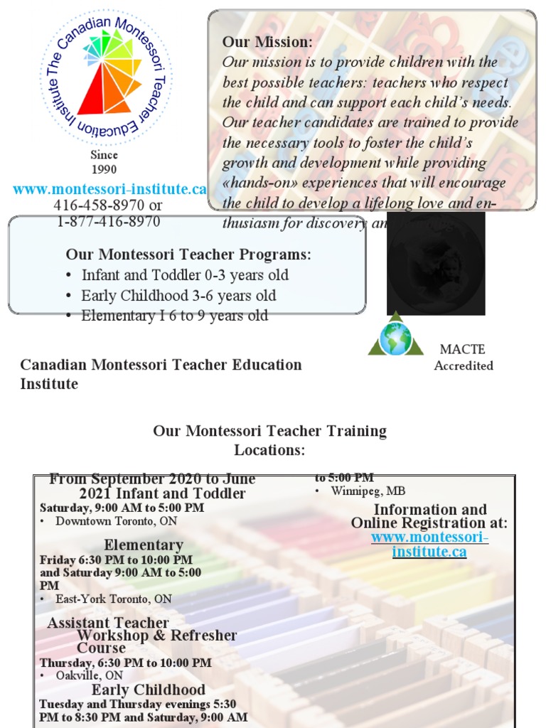 Montessori Teacher Training Program Brochure 2020-2021 Recto ANG | PDF