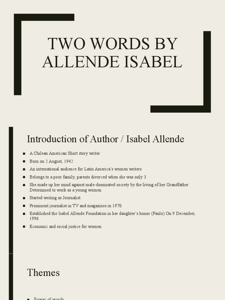 Two Words by Allende Isabel | PDF