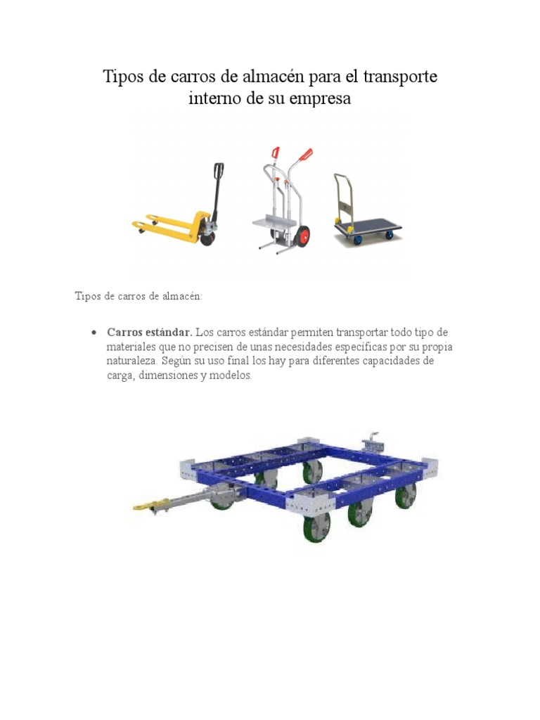 Tipos de carros de almacén y sus características para el transporte ...