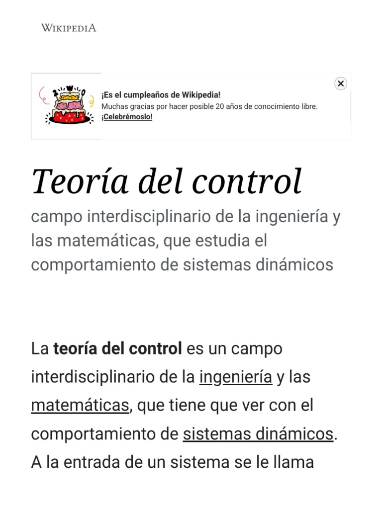 Teoría Del Control | PDF | Teoría de control | Física Matemática