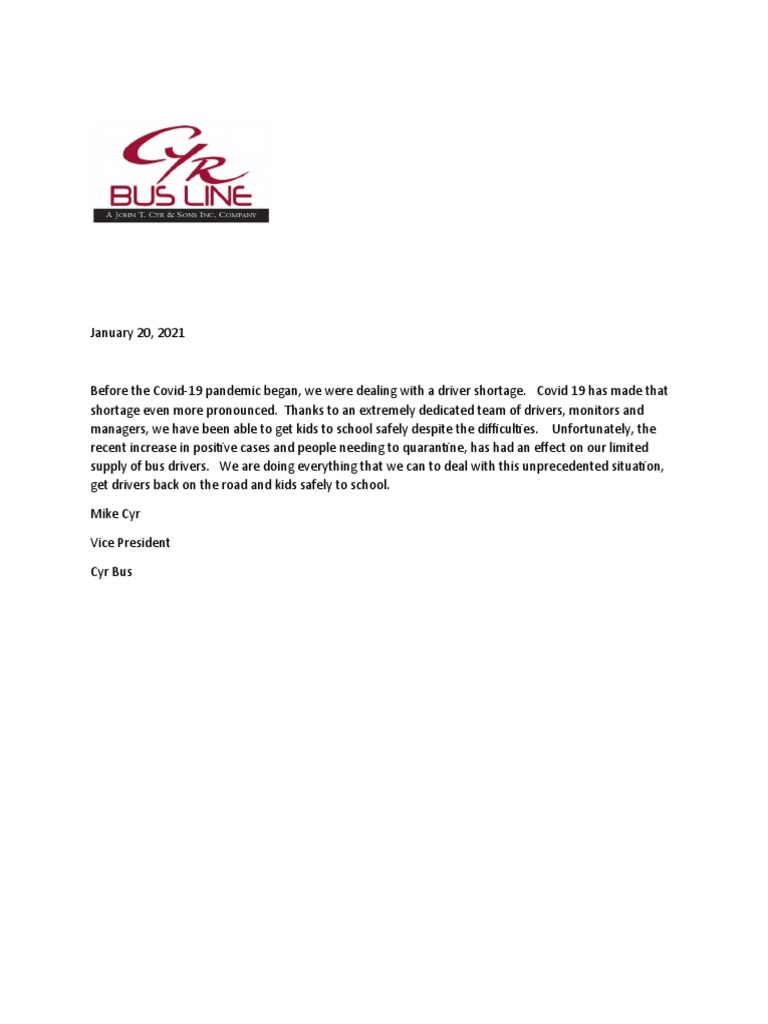 Cyr Bus Line Statement | PDF